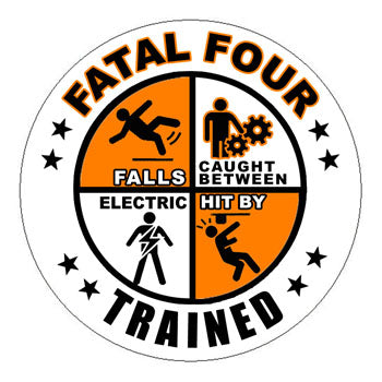 Fatal Four Trained Hard Hat Sticker 1 - 2 inch Circle – Construction ...