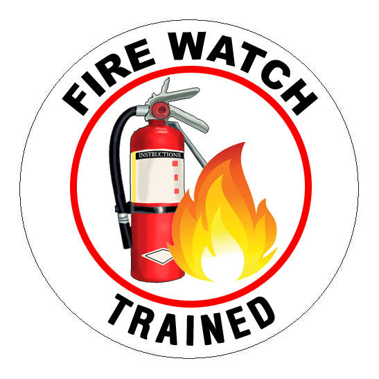Fire Watch Trained Hard Hat Sticker - 2 inch Circle – Construction Sticker
